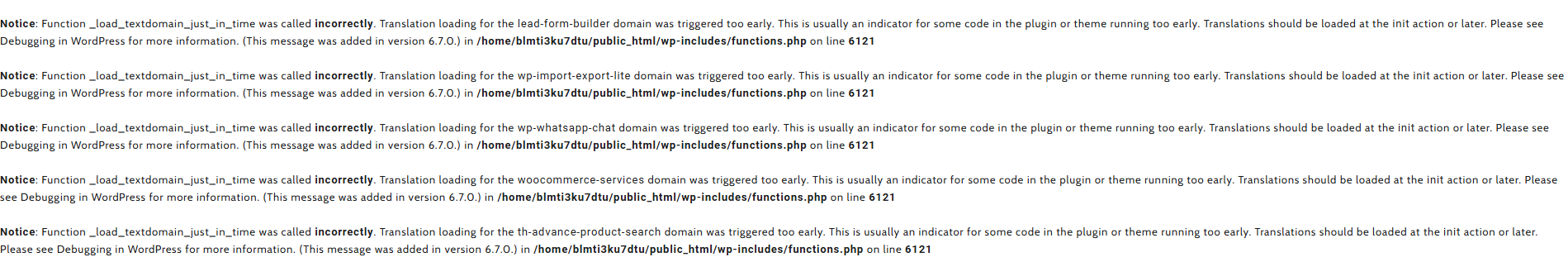 Fix Error: "_load_textdomain_just_in_time" Notice In WordPress